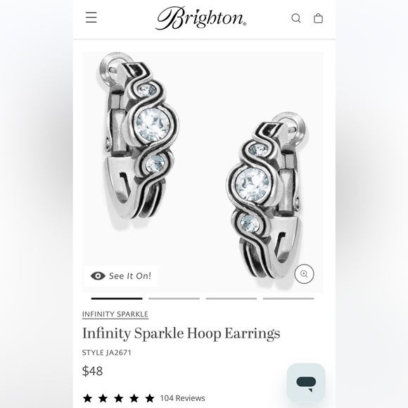 Brighton | Jewelry | Brighton Infinity Sparkle Hoop Earrings | Poshmark